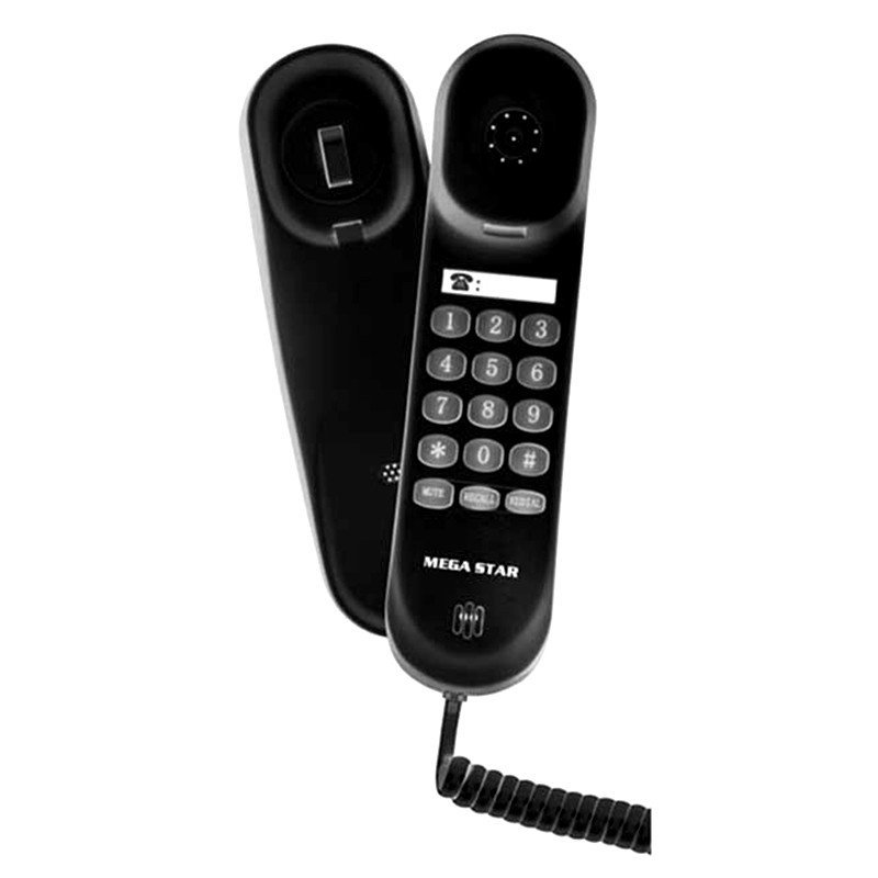 Telefone Fixo com Fio Mega Star FT308 - Preto | MadeiraMadeira
