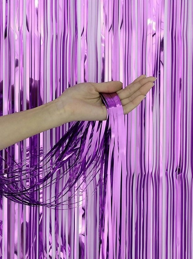 Cortina Metalizada Painel Fitas Metálico Roxa Decoração de Festa ...