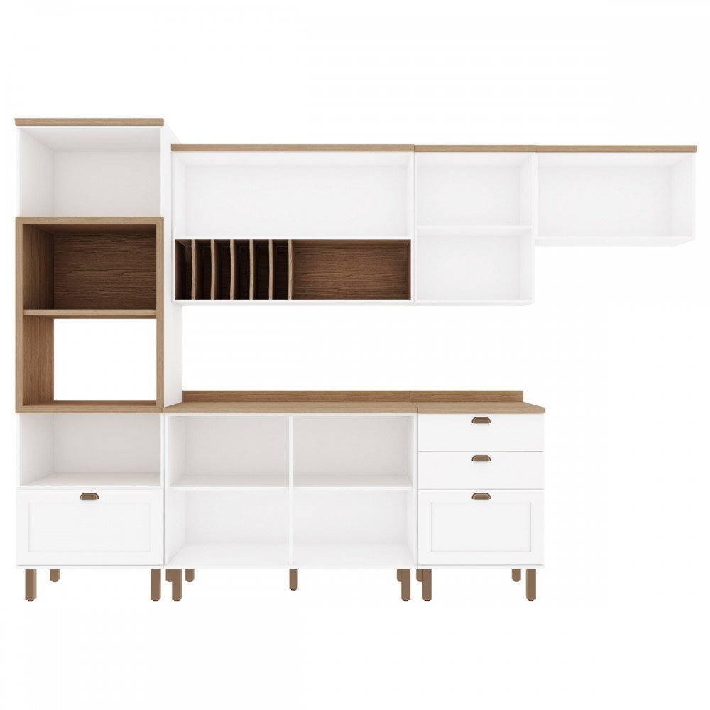 Cozinha Completa Iluminata 7 Portas 4 Gavetas Branco/ébano - Genialflex ...