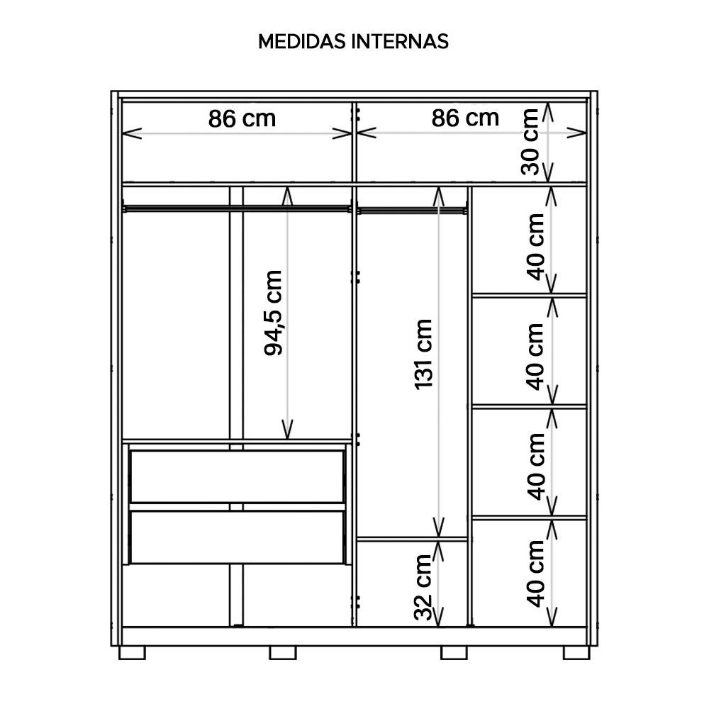 Guarda Roupa Casal Para Quarto 4 Portas 2 Gavetas Marrom Liz ...