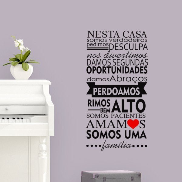 Adesivo Decorativo De Parede Frase Casa Coração Familia | MadeiraMadeira