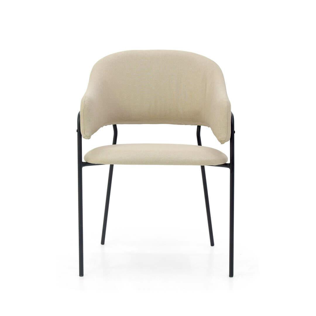 Cadeira Estofada Linho Off White com Estrutura de Aço Preto Eisen ...