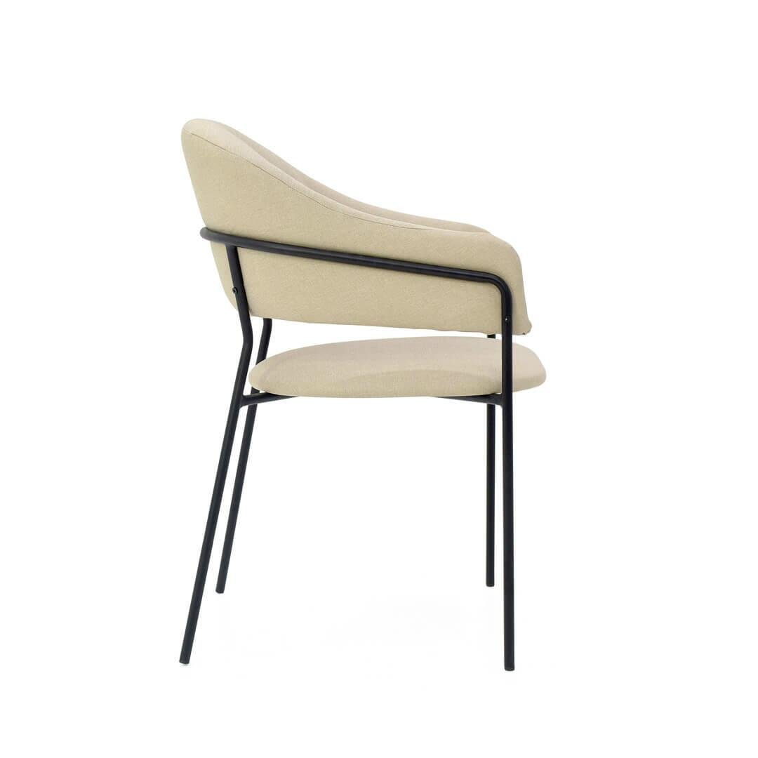 Cadeira Estofada Linho Off White com Estrutura de Aço Preto Eisen ...