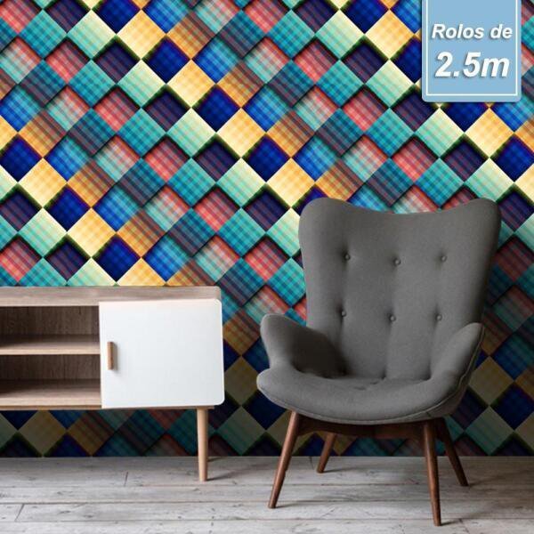 Papel De Parede Adesivo Lavável Xadrez 0017 - 2,50M X 58Cm | MadeiraMadeira