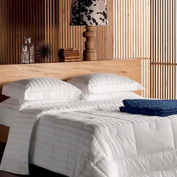 Jogo De Cama Queen 260 Fios Stripe Ii Andreza Branco | MadeiraMadeira