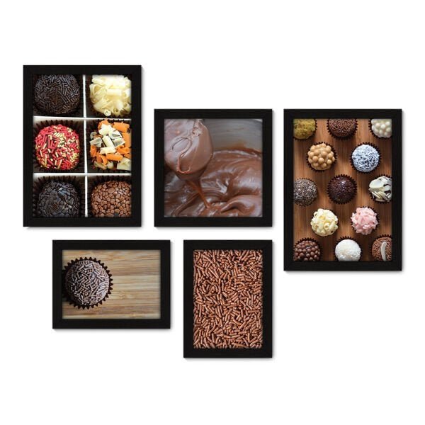 Kit Com 5 Quadros Decorativos - Doceria - Brigadeiros - Doces - Cozinha ...