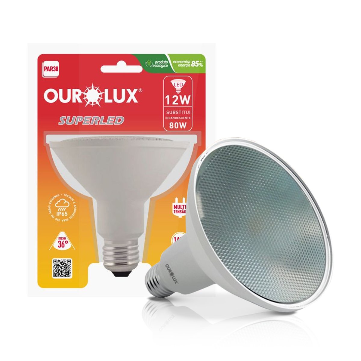Lâmpada Led Par38 12W Bivolt E27 6500K Luz Branca Ourolux | MadeiraMadeira