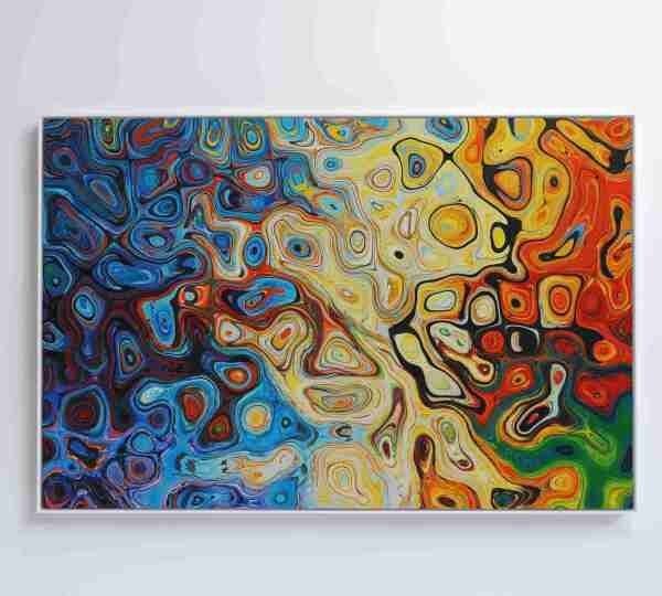 QUADRO ABSTRATO AMEBAS - 60x40 - Tecido Canvas | MadeiraMadeira