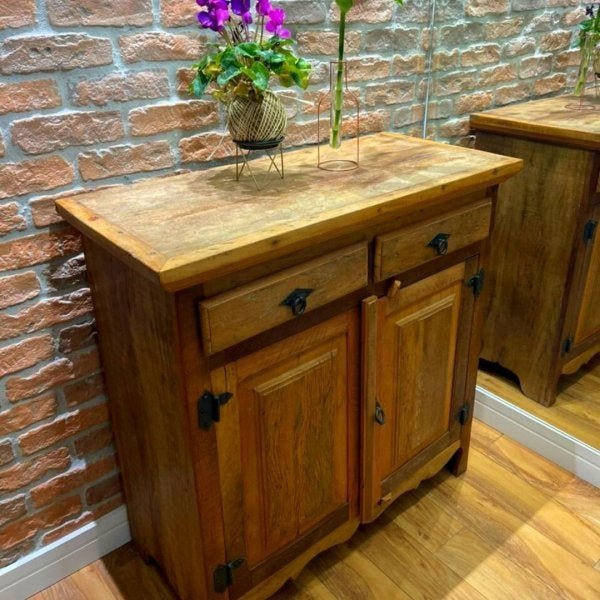 Arcaz Buffet Rústico 2 Gavetas 2 Portas 90cm - Rústico Natural ...