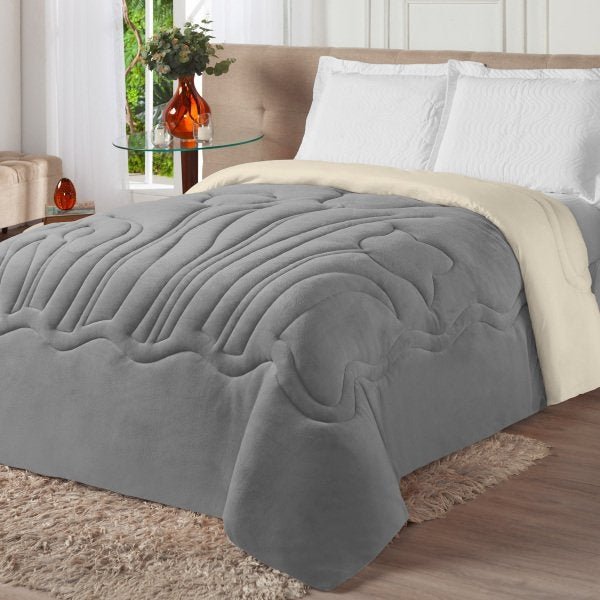 Coberdrom Edredom Cobertor Queen 2,40m X 2,20m Manta Cinza | MadeiraMadeira