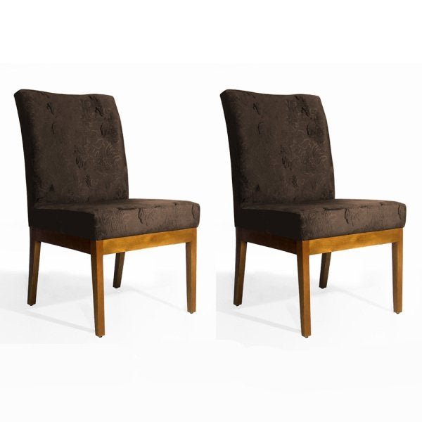 Kit 2 Cadeiras Eloisa para Sala de Jantar Suede Floral Marrom ...