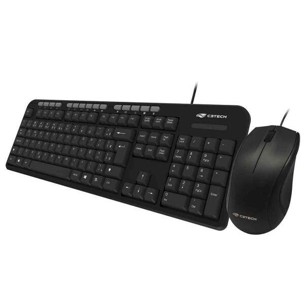 KIT TECLADO+MOUSE USB KT-100BK PRETO C3 TECH | MadeiraMadeira