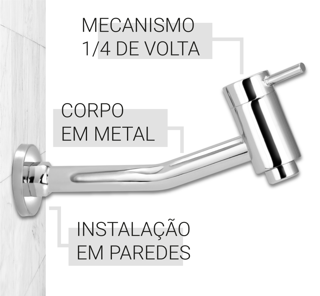 Torneira Para Lavatório De Parede Fixa C51 1160 Furkin | MadeiraMadeira