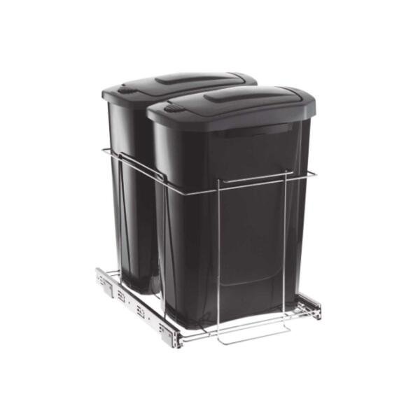 Lixeira Deslizante Dupla 15l Slim 320x470x450mm - Schmitt | MadeiraMadeira
