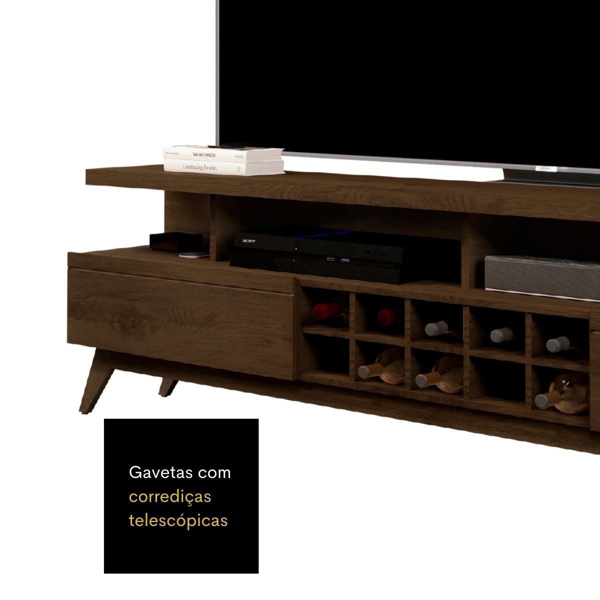 Rack para Sala Televisão até 65 Polegadas - Mod.2042:Cedro | MadeiraMadeira