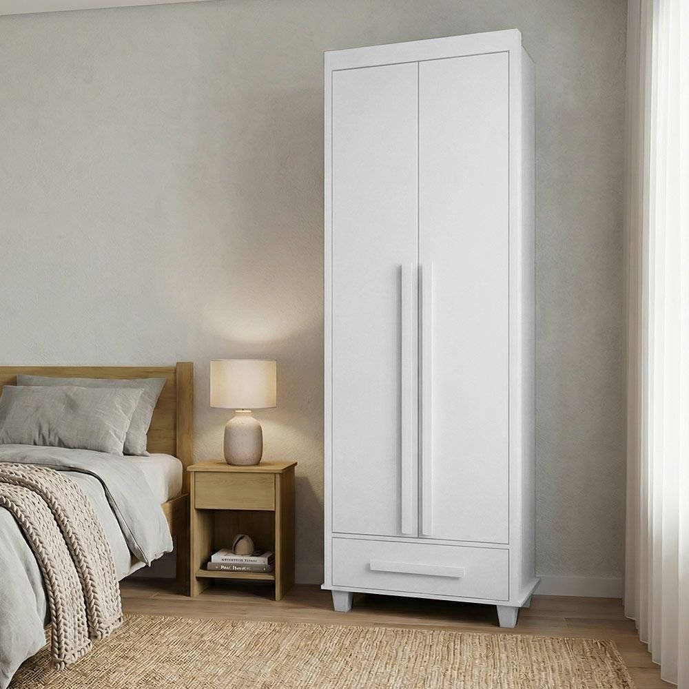 Guarda Roupa Dubai 2 Portas 1 Gaveta Prateleiras Nichos Compacto ...