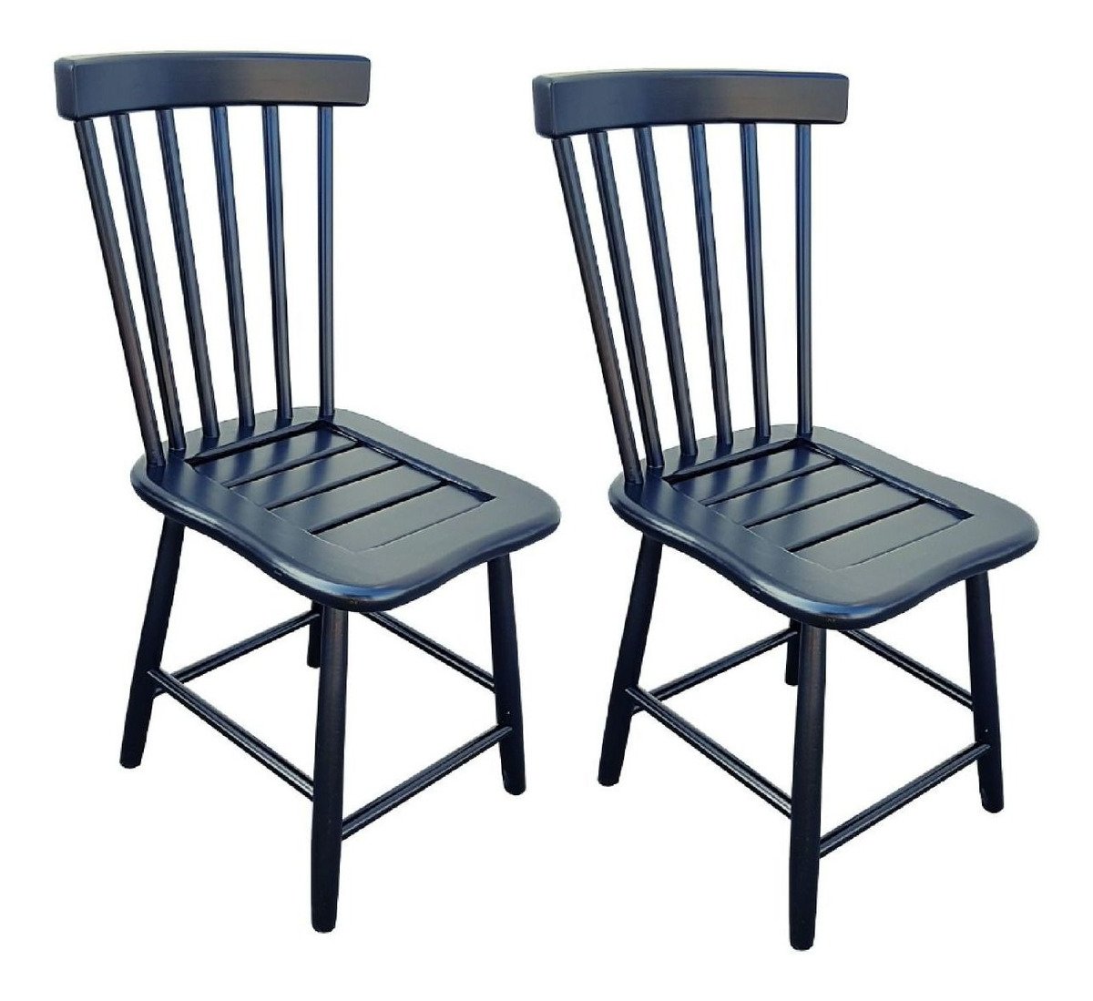 Kit 2 Cadeiras De Madeira Maciça Preta Country Grande | MadeiraMadeira