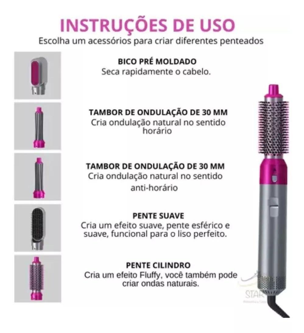Escova Secadora Compacta: 5 em 1 Escova Cabelo Alisadora | MadeiraMadeira