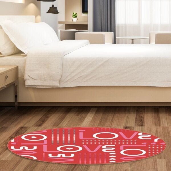 Tapete Emborrachado Oval Love Geométrico - 70x90cm | MadeiraMadeira