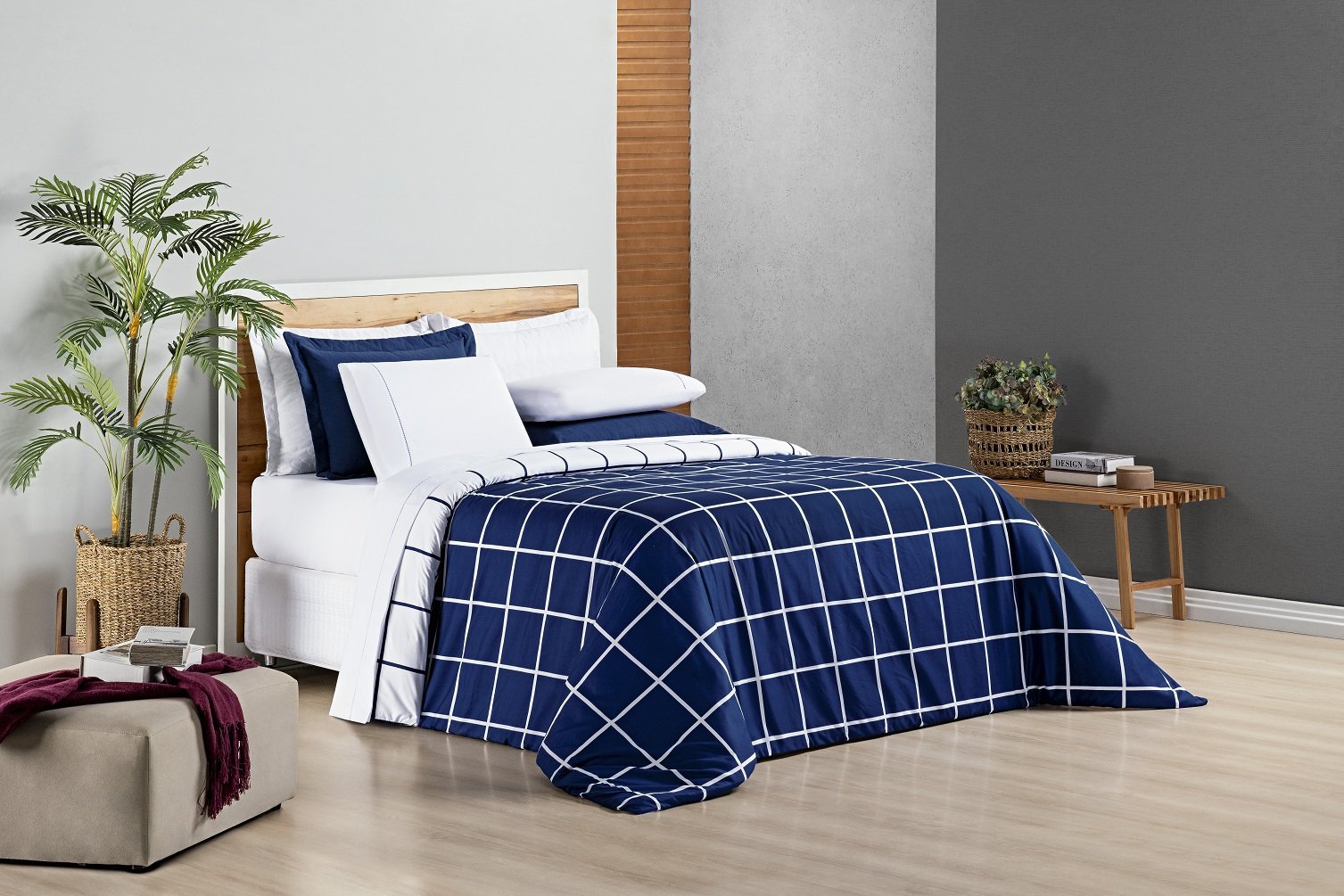 Capa De Edredom Duvet Austin King Avulso 200 Fios Marinho | MadeiraMadeira