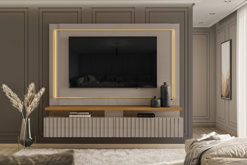 Painel Gaia para TV de até 75 polegadas - FENDI / NATURALE - Madetec | MadeiraMadeira