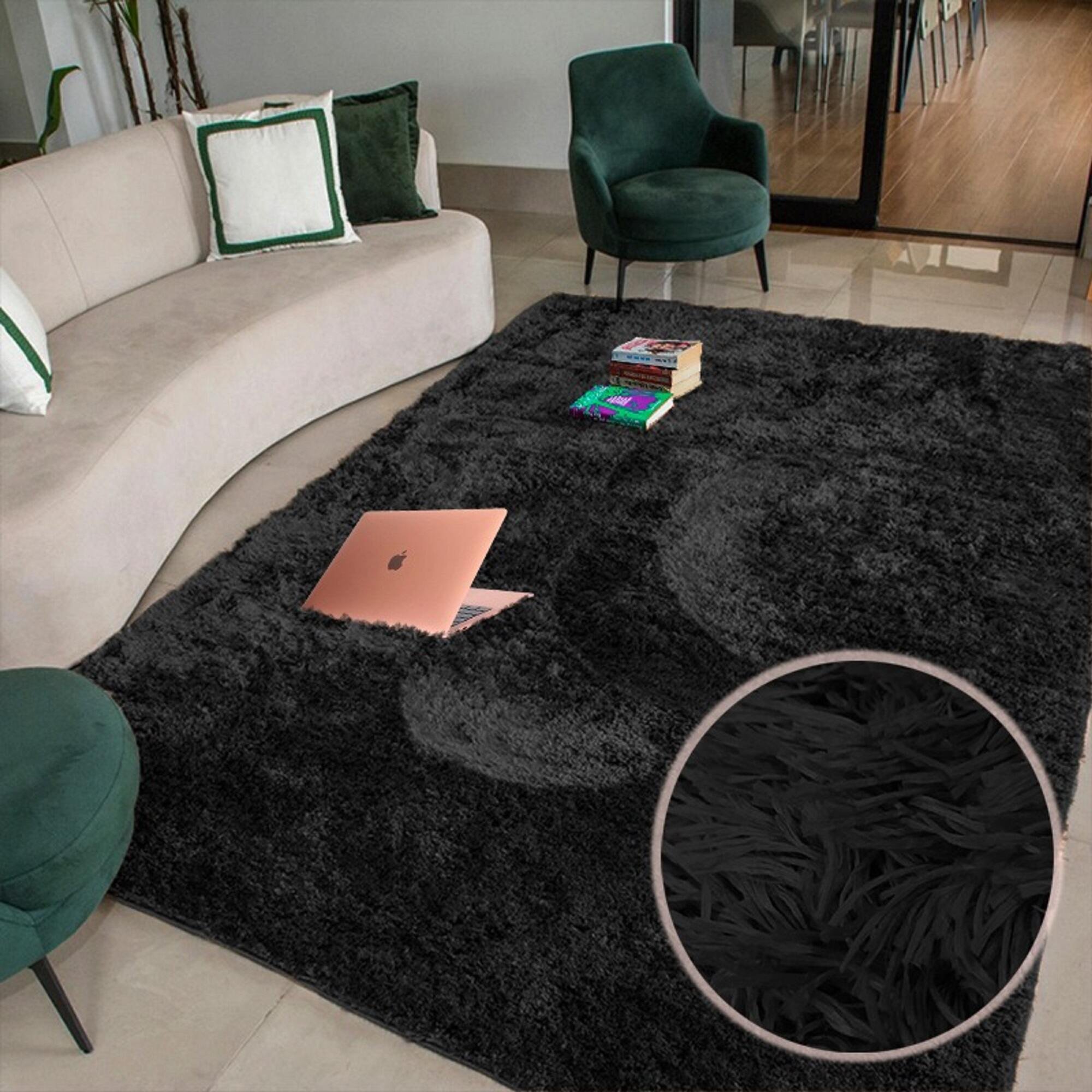 Tapete Felpudo New Shaggy Preto - 200X300 | MadeiraMadeira