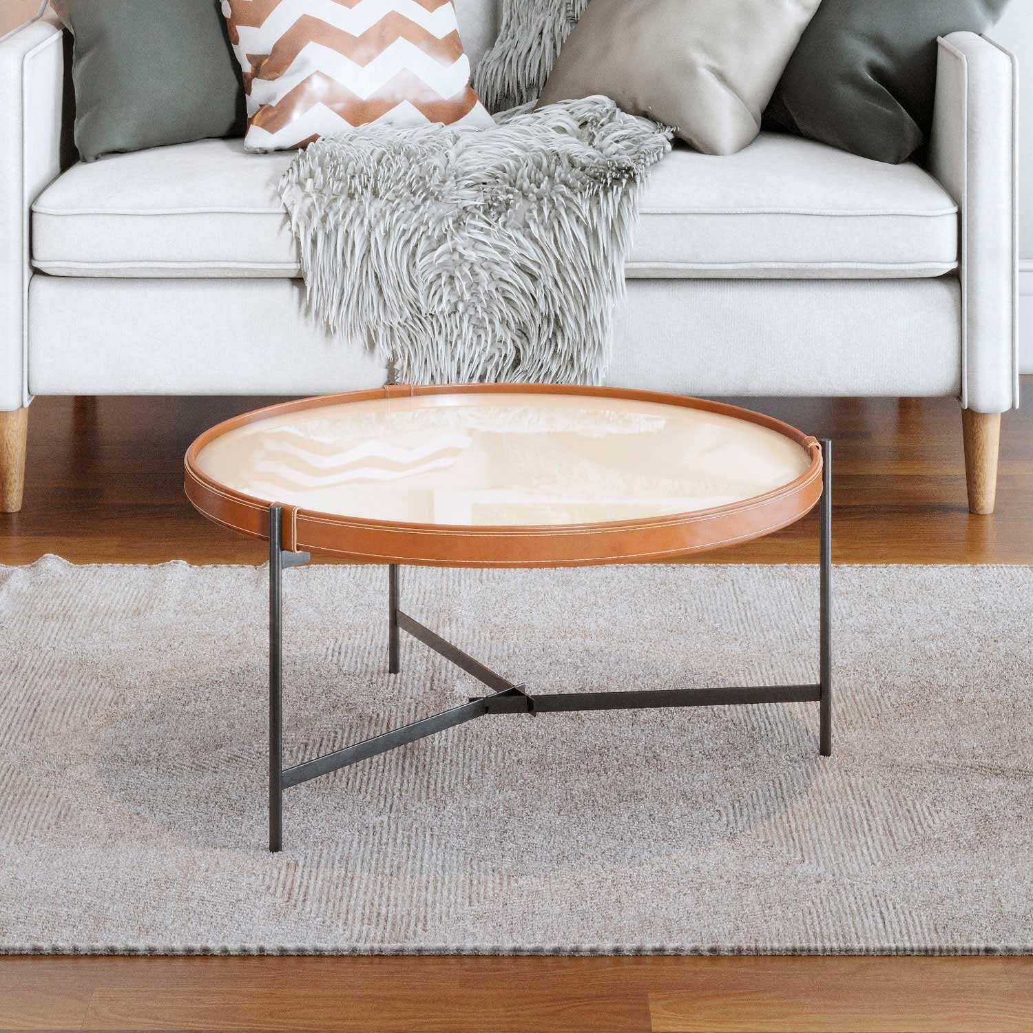 Mesa de Centro Aqua 57 Vidro Off White com Grafite - Imcal Moveis Imcal Móveis | MadeiraMadeira