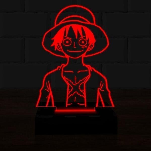 Luminária Led 3D Luffy One Piece 16 Cores e Controle | MadeiraMadeira