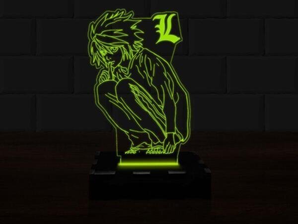 Luminária Led 3D Death Note L Abajur 16 Cores e Controle | MadeiraMadeira