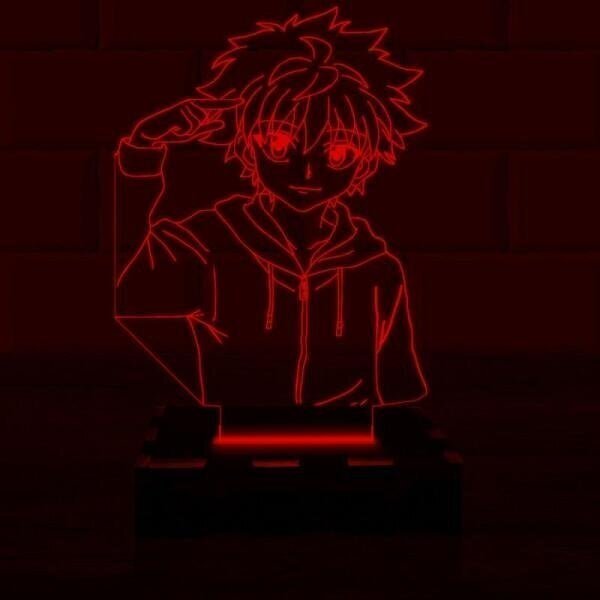 Luminária Led 3D Hunter x Hunter Killua - Vermelho | MadeiraMadeira