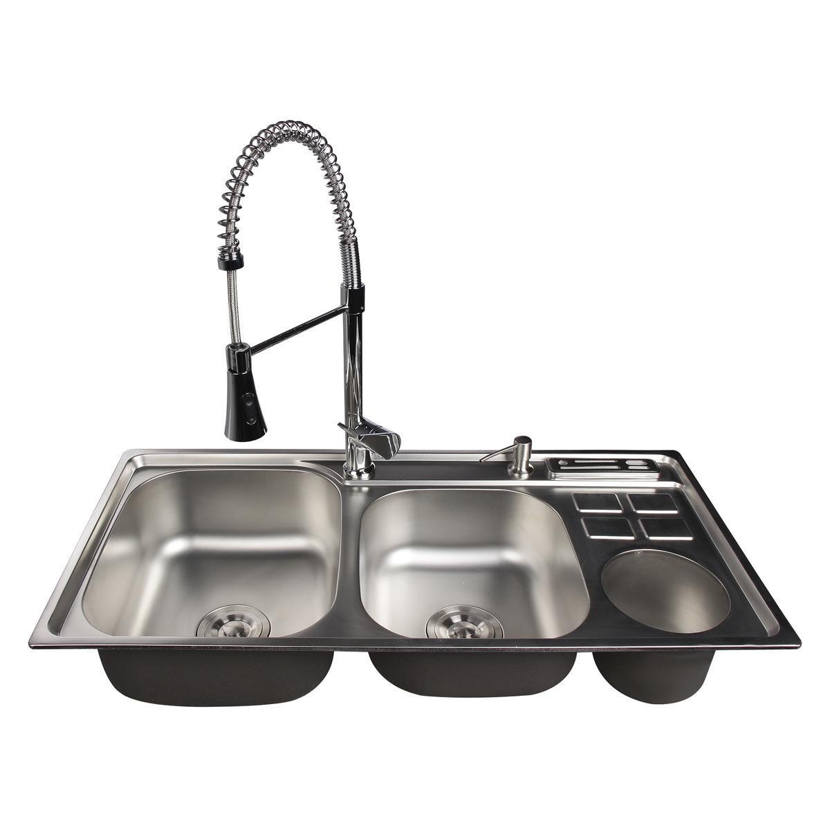 Cuba Inox com Lixeira Smart Norte Polido 92cm sem Torneira | MadeiraMadeira