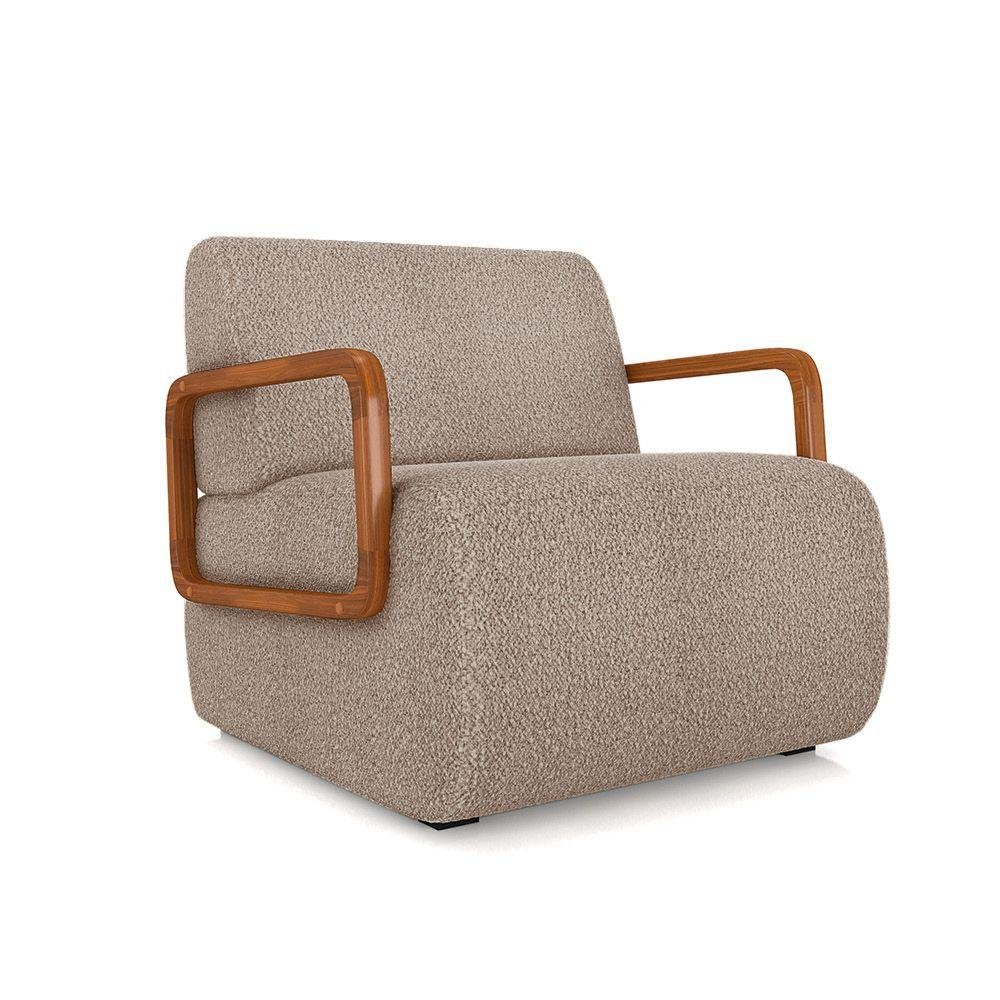 Poltrona Sala de Estar Braço de Madeira Hellen Bouclê K01 - D'rossi Cor ...