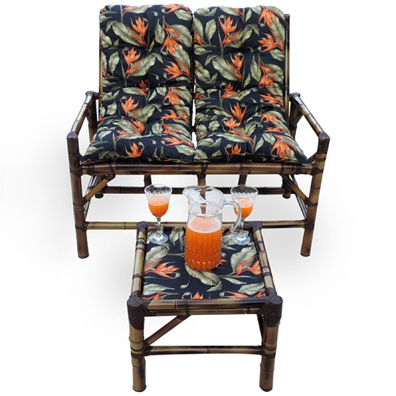 Kit Sofá de Bambu 2 Lugares com Almofadas Helicônia | MadeiraMadeira