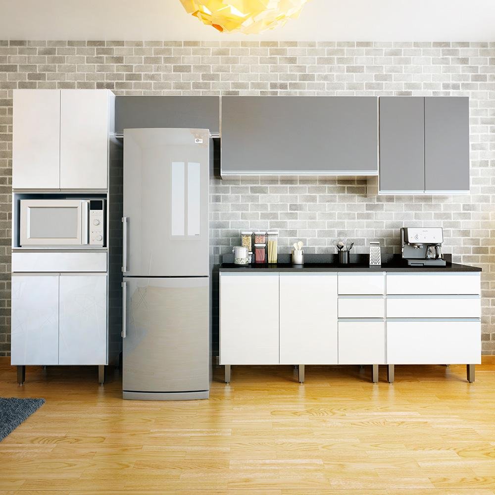 Cozinha Compacta 6 Peças Batrol Top Class Branco / Grafite | MadeiraMadeira