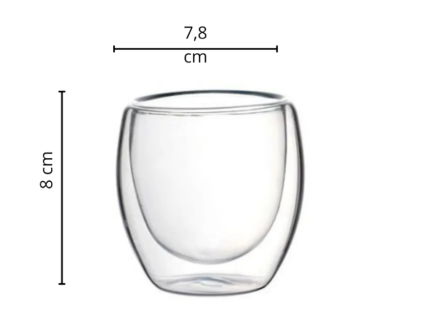 KIT 2 COPOS CAFÉ E CHA VIDRO DUPLO BISTRO 140ML:Incolor | MadeiraMadeira