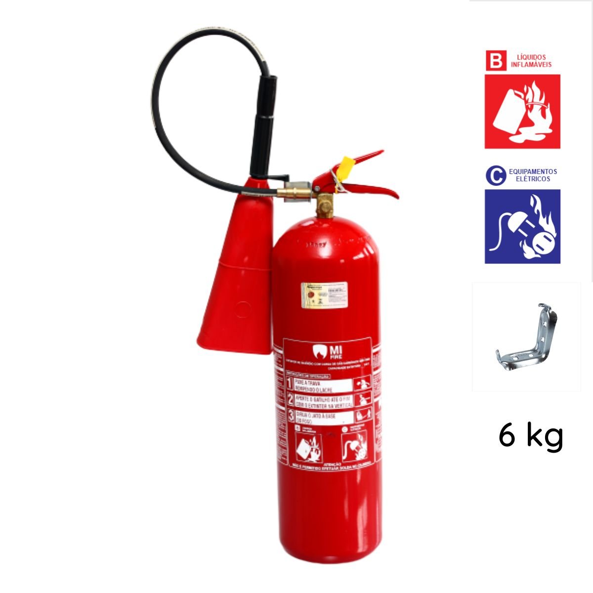 Extintor CO2 6 Kg com Suporte de Parede | MadeiraMadeira