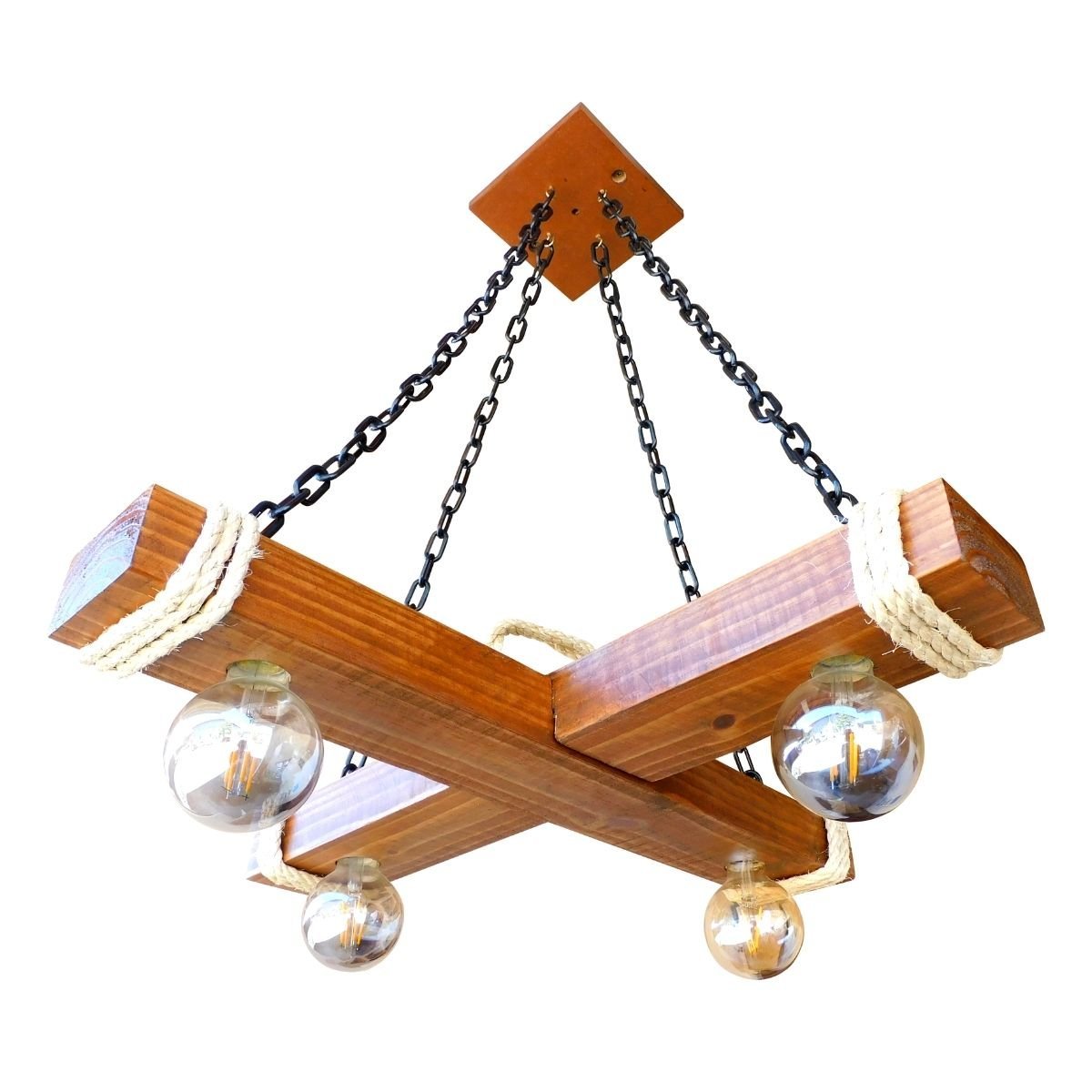 Lustre Pendente de Madeira Caibro Vintage Decoração Área Gourmet ...