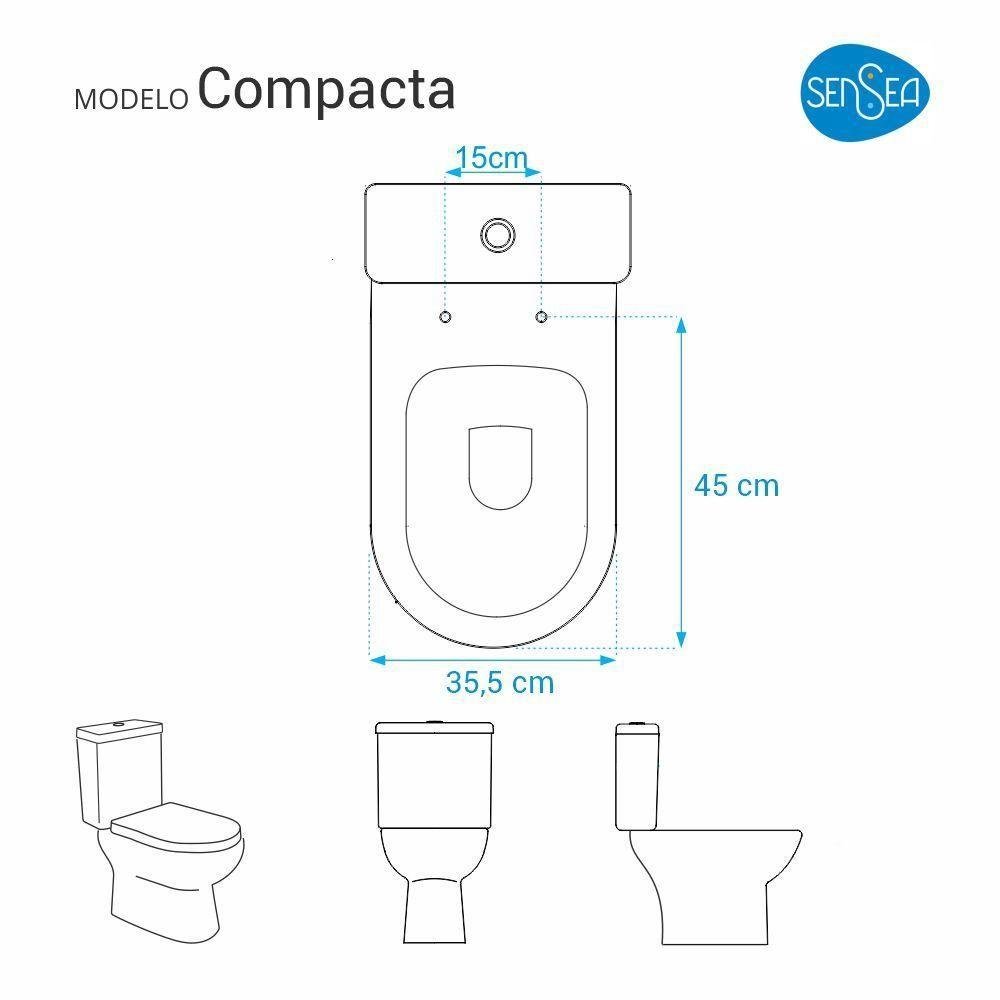 Assento Sanitário Poliéster Compacta Branco Para Vaso Sensea ...