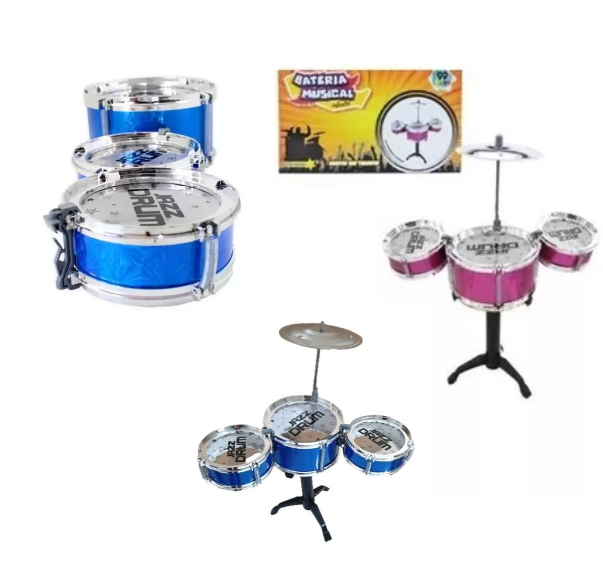 Mini Bateria Musical Brinquedo Infantil Toys 5 Tambores | MadeiraMadeira