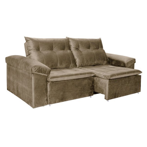 Sofá Taurus Retrátil e Reclinável Suede Liso - Rm Moveis - Marrom ...