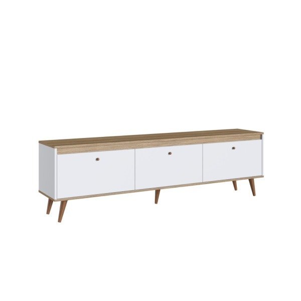 Rack Retrô Longo 3 Portas Viena Rv3000 Mel/Branco Brilho Delmarco ...