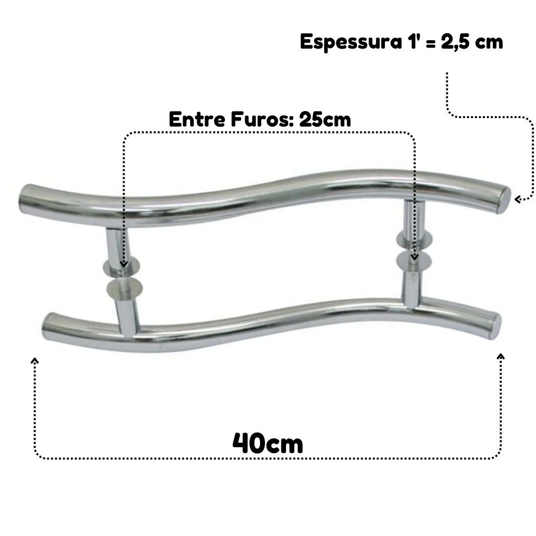 Puxador Duplo 3054 40cm - Alumínio Polido VESFER | MadeiraMadeira