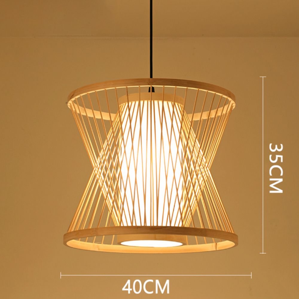 Luminária Pendente Estilo chinês artesanal led de bambu lustre cozinha ...