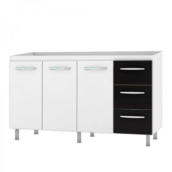 Balcão Gabinete para Pia de 138cm Moblis Bia 3 Portas e 3 Gavetas ...