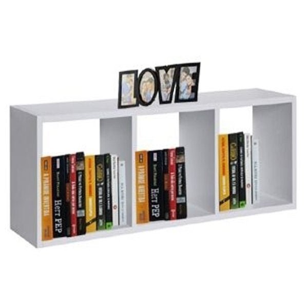Nicho Retangular com 3 Quadrados- para Livros 80x30x20 Branco ...