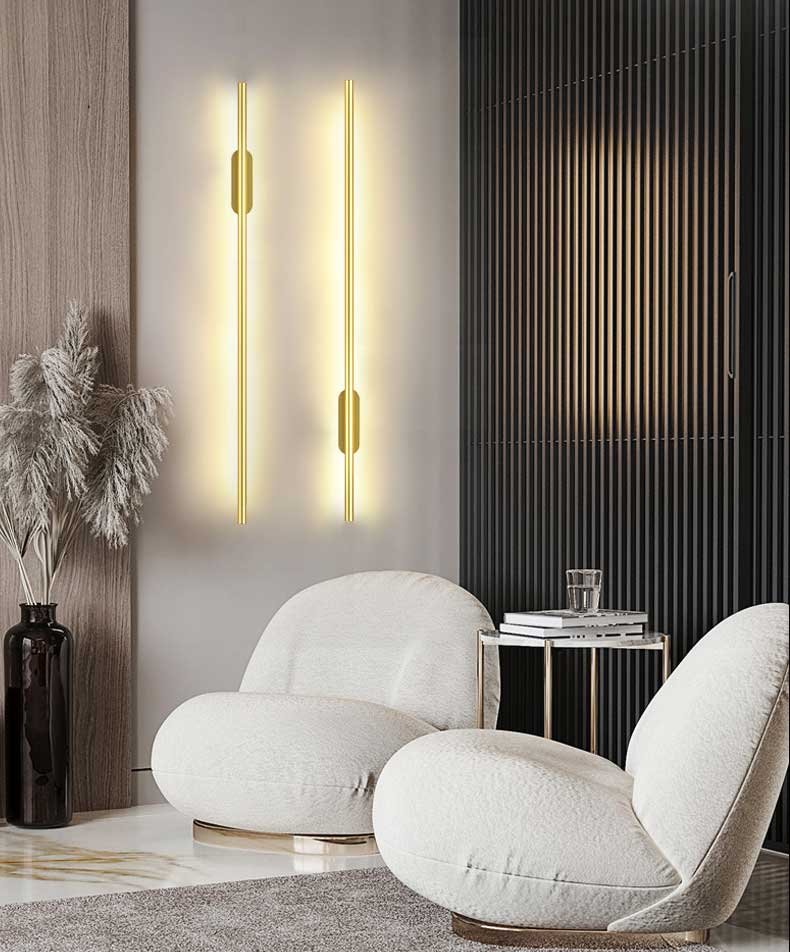 Arandela Moderna Dourada 60cm Led 9W 3200K Bivolt PARIS LUZ ...