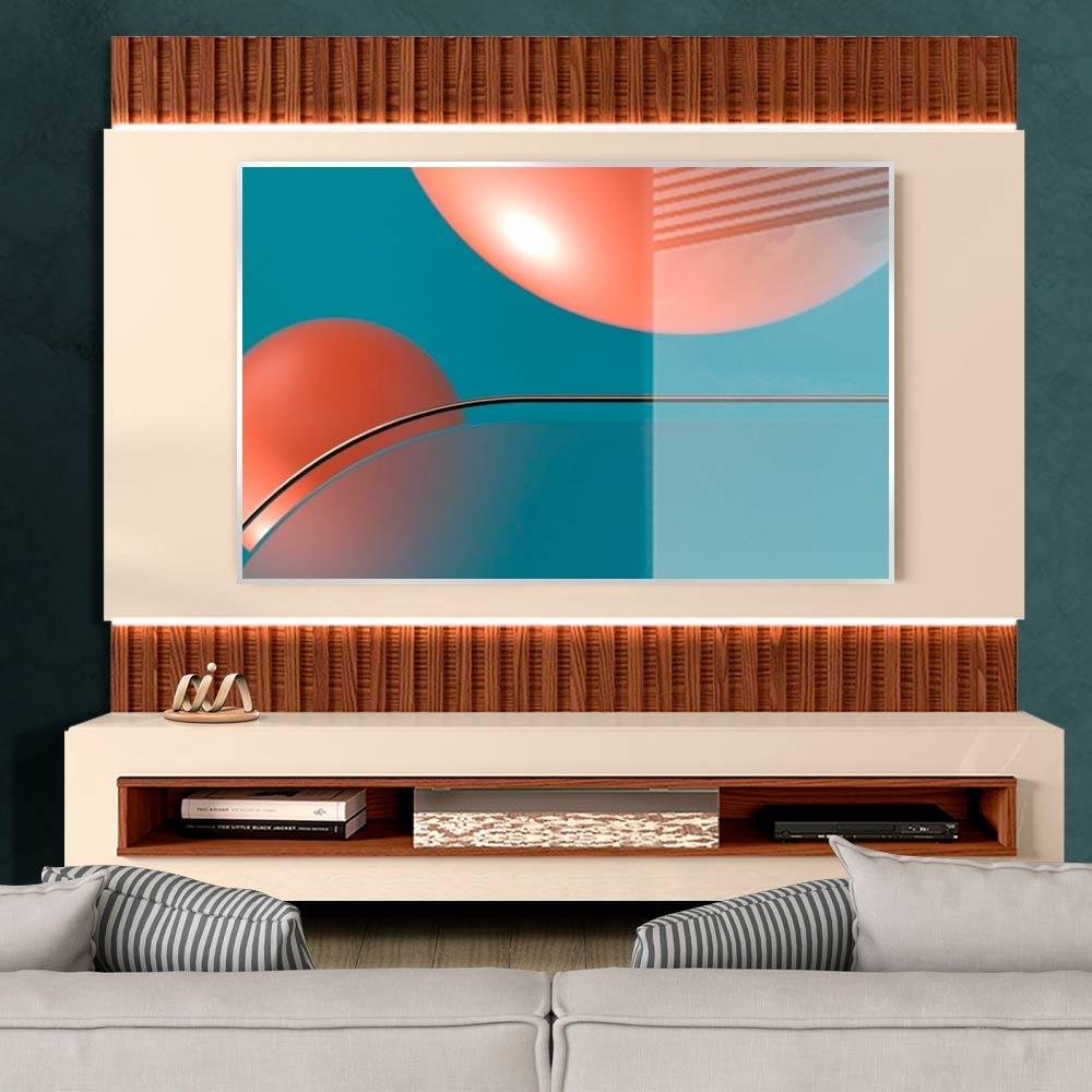 Painel TV 100% MDF Ripado Até 65 Polegadas Off White Marroquim Khado ...