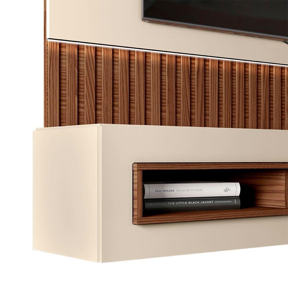 Painel TV 100% MDF Ripado Até 65 Polegadas Off White Marroquim Khado ...