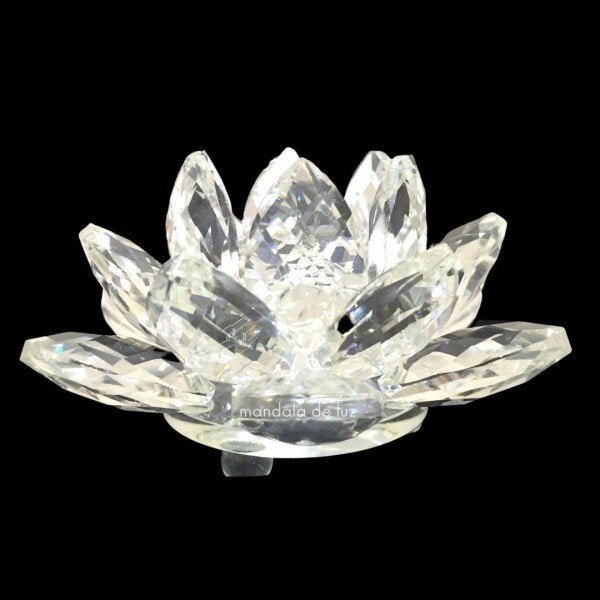 Flor de Lótus Cristal Transparente Brilhante Decoração 8cm | MadeiraMadeira