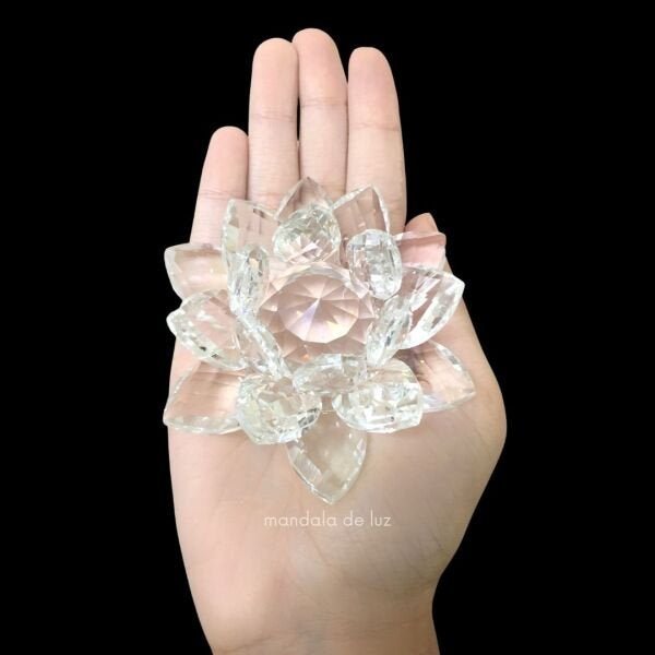 Flor de Lótus Cristal Transparente Brilhante Decoração 8cm | MadeiraMadeira